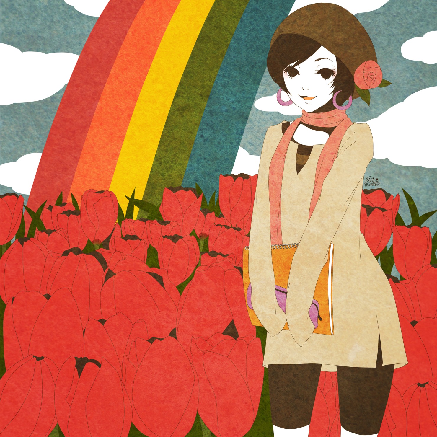 チューリップと絵描き #4/30 - しらかべりえのNFT | Adam byGMO