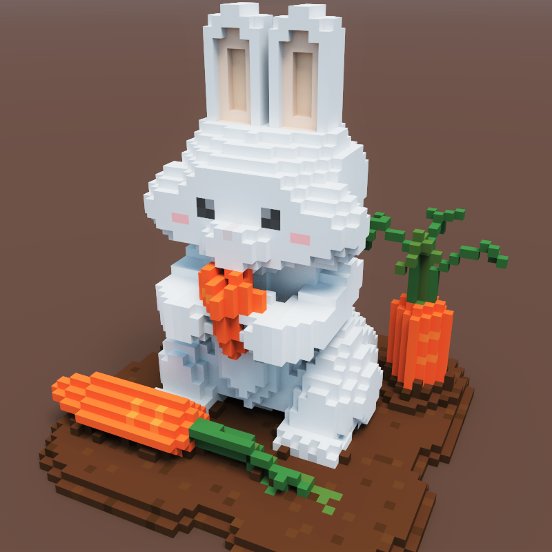 Voxel:Rabbit 【White】 - Bunny_Black_BBのNFT | Adam byGMO