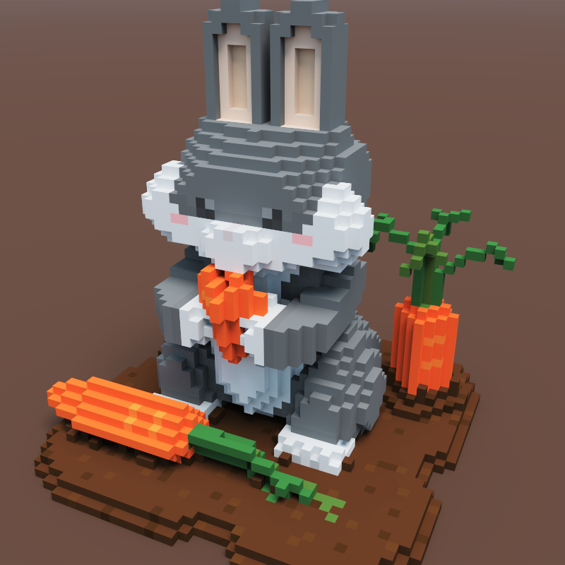 Voxel:Rabbit 【Gray】 - Bunny_Black_BBのNFT | Adam byGMO