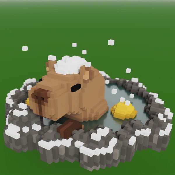 Voxel:Capybara 【雪】 - Bunny_Black_BBのNFT | Adam byGMO