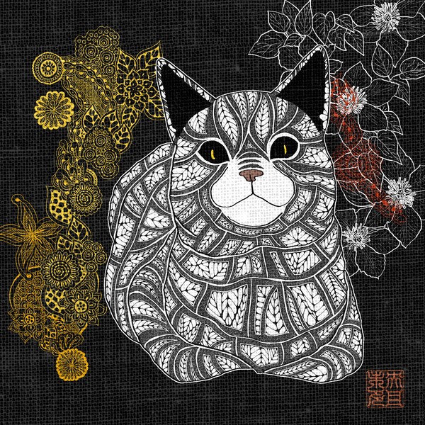 気ままに猫13 クレマチスを添えて - みおため（Mio Tame）のNFT | Adam byGMO