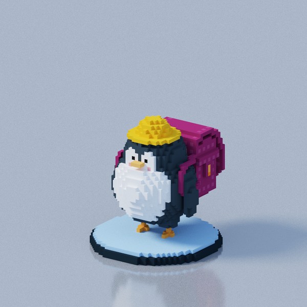 PENGUIN KID（school style） #18/20 - Voxel Animal CollectionのNFT | Adam byGMO