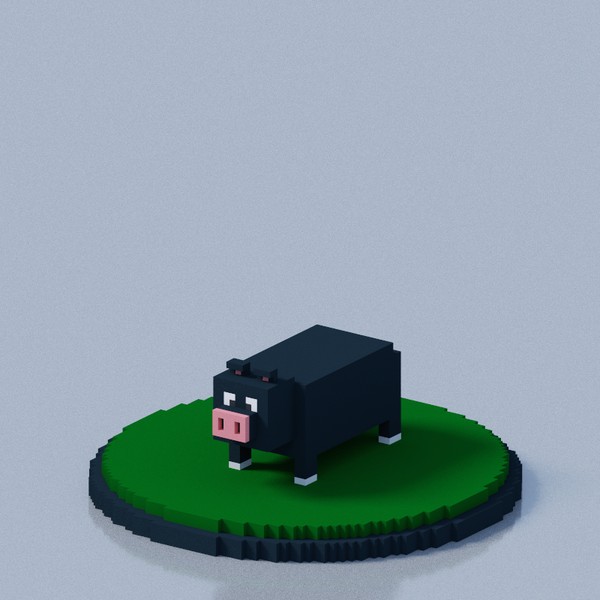 BLACK PIG #15/20 - Voxel Animal CollectionのNFT | Adam byGMO