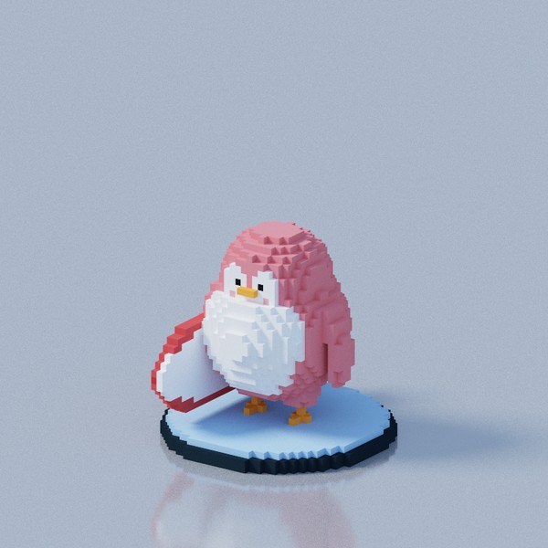 PENGUIN KID（Summer style） #20/20 - Voxel Animal CollectionのNFT | Adam byGMO
