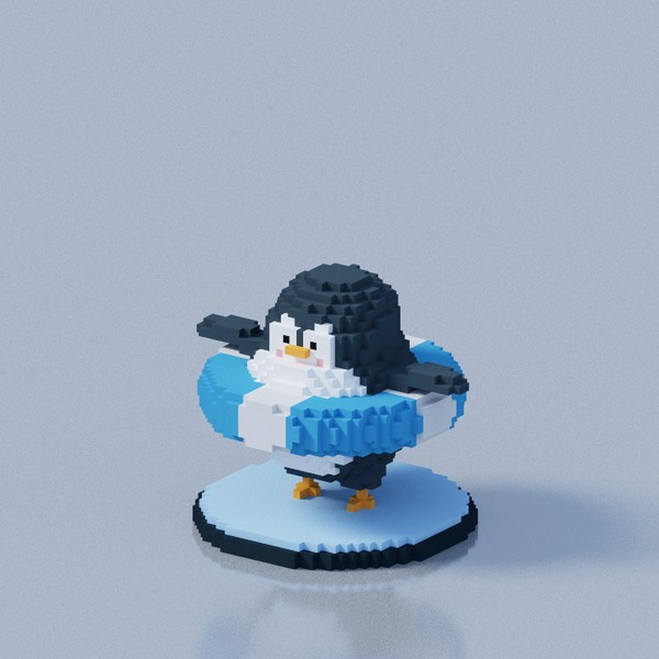 PENGUIN KID（Summer style） #13/20 - Voxel Animal CollectionのNFT | Adam byGMO