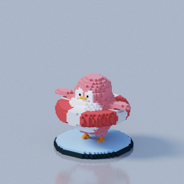 PENGUIN KID（Summer style） #6/20 - Voxel Animal CollectionのNFT | Adam byGMO