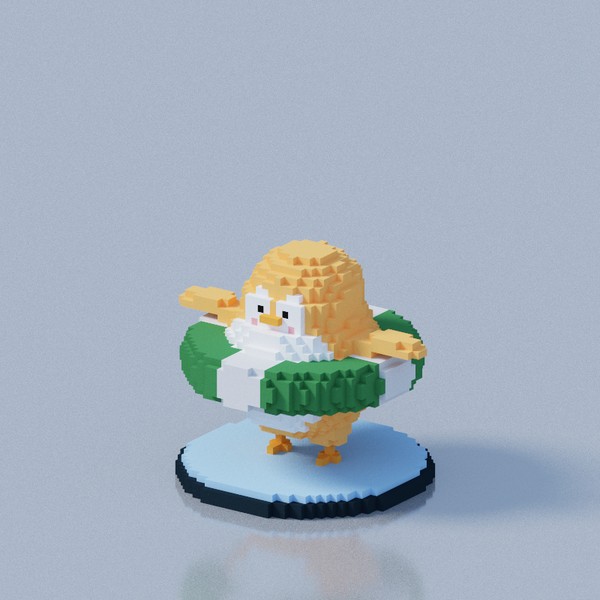 PENGUIN KID（Summer style） #4/20 - Voxel Animal CollectionのNFT | Adam byGMO