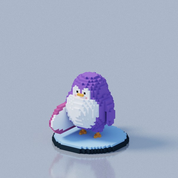 PENGUIN KID（Summer style） #3/50 - Voxel Animal CollectionのNFT | Adam byGMO